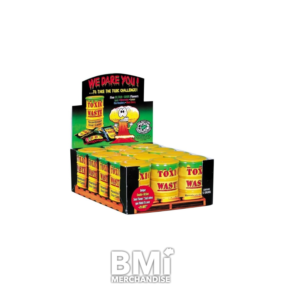 TOXIC WASTE YELLOW DRUM ASST SOUR CANDY
