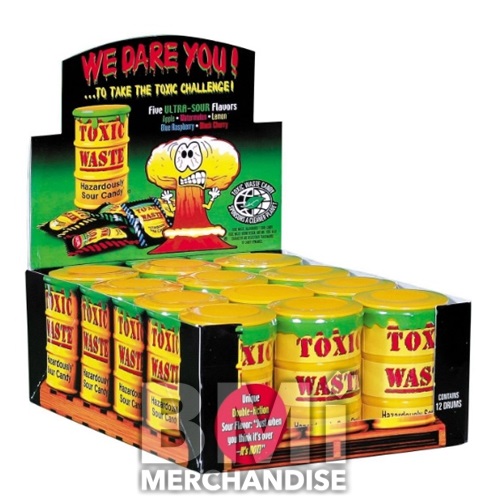 TOXIC WASTE YELLOW DRUM ASST SOUR CANDY