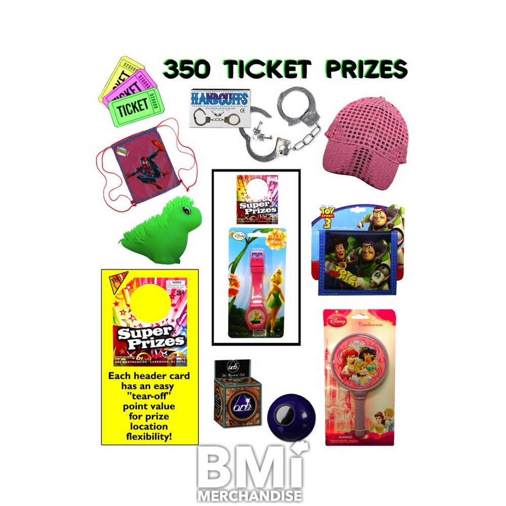 350 TICKET TO PRIZE KIT - BOY & GIRL PRIZES - 50 PC