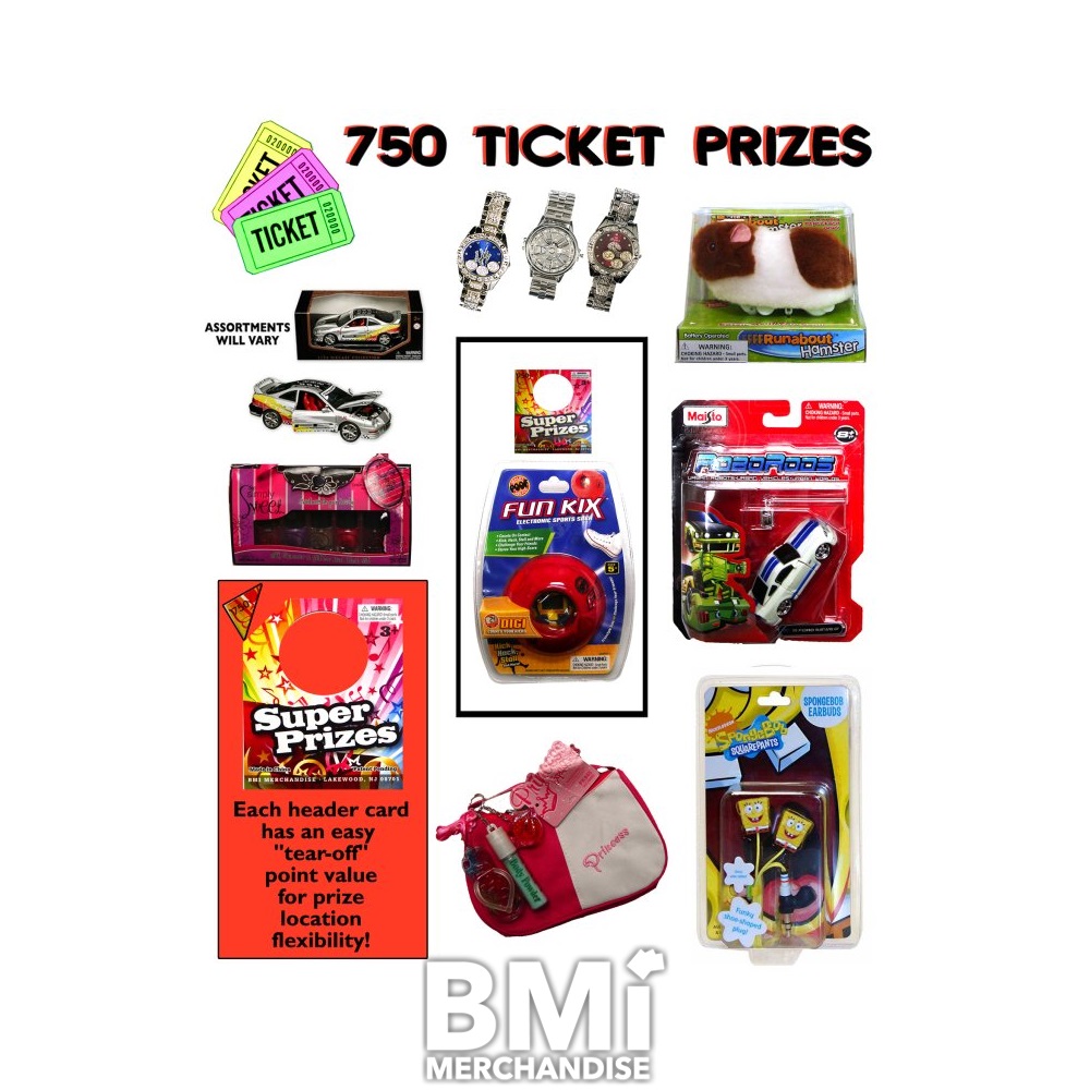 750 TICKET TO PRIZE KIT - 20 PCS BOY & GIRL PRIZES