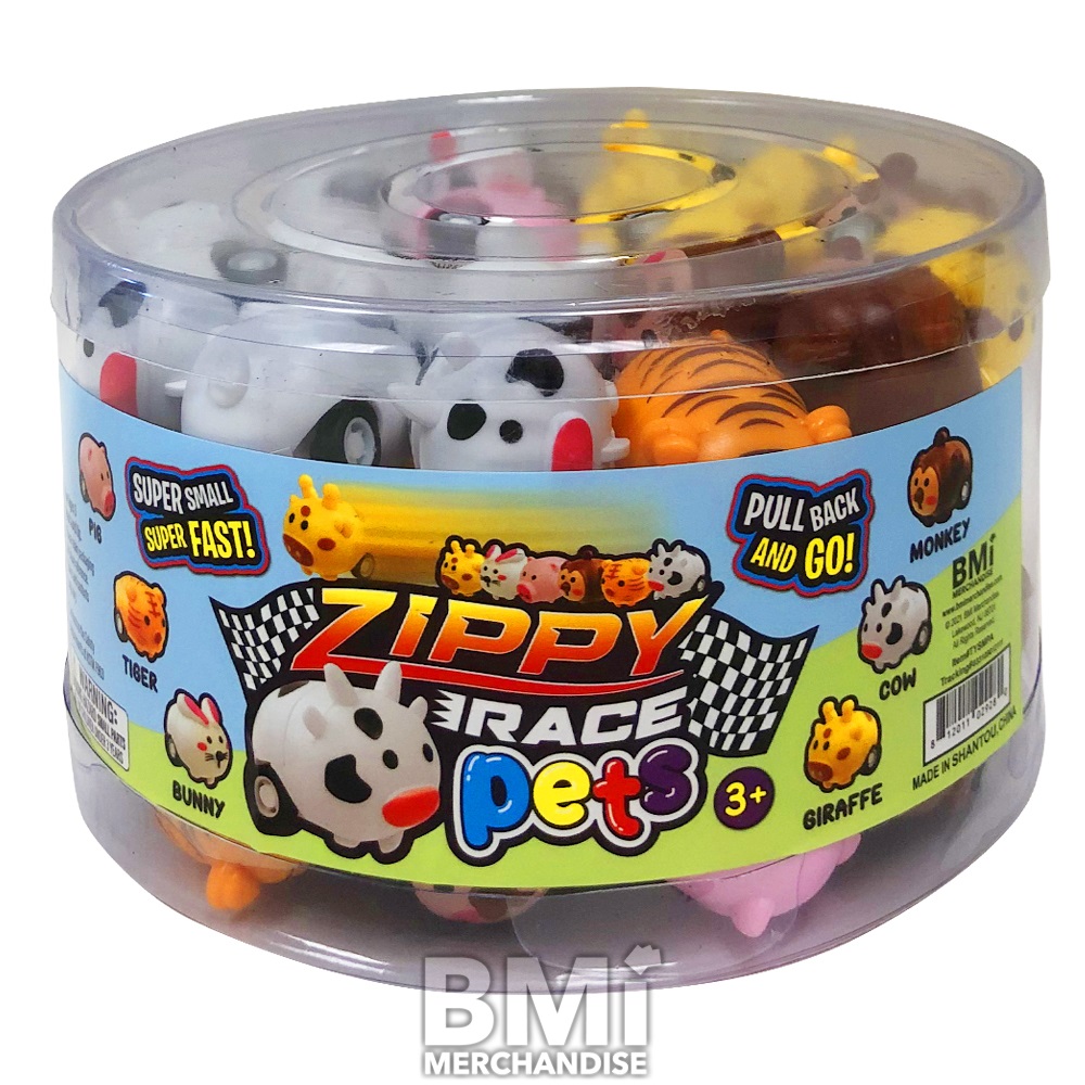 ZIPPY PULL BACK ANIMAL RACERS ASST